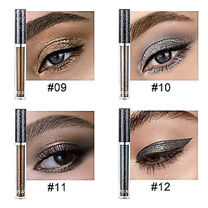 BestLand 12 Colors Liquid Glitter Eyeshadow Set, Multi-dimensional Metallic Glitter Shimmer Smokey Eye Looks Waterproof Long Lasting Quick-Drying Sparkling Eye Shadow Makeup Kits