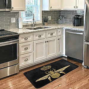 Gen Bee Crown Bumblebee Kitchen Rugs Floor Mat Anti Fatigue Kitchen Mats Non Skid Washable Bath Rug Runner Doormats Carpet Sink Mat Home Decor 39 X 20 inch
