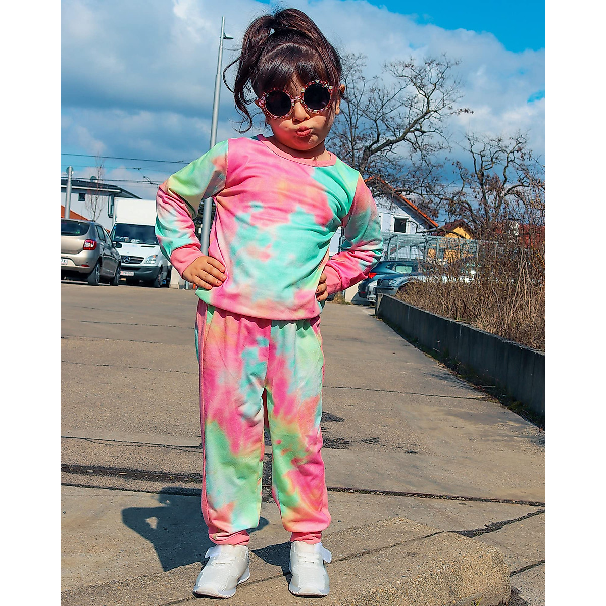 YALLET Toddler Girls Clothes,Baby Girl Fall Outfits Pink Sweatsuit 2 Sets