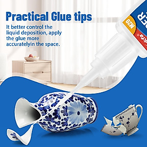 Super Glue, Aukfa Cyanoacrylate Adhesive Strong Bonding and Fast-Drying Glue for Your Repair Needs, Cyanoacrylate All-Purpose Repair Glue for Home Ceramic, Plastic, Glass, Wood, DIY Craft