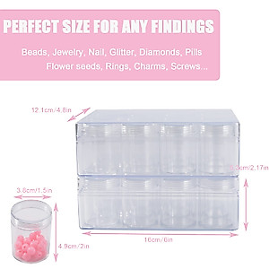 12Grids Transparent Plastic Bead Storage Organizer,6.3x4.8x2.17in Bead Storage Containers w/Lids,Ideal for Jewelry Earring Beads Sewing Pills Bead Organizing, Art and Craft Storage Bottle Jars(2-Pack)