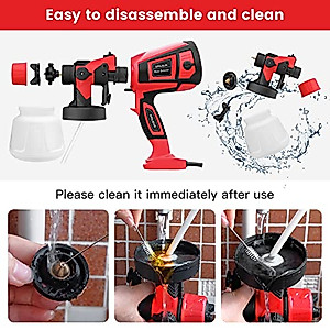 DRILBUR Paint Sprayer, 700W High Power HVLP Spray Gun, 3 Copper Nozzles & 3 Patterns,Paint Sprayers for Home Interior and Exterior,Furniture, Cabinets, Fence, Car, Bicycle, Garden Chairs etc.
