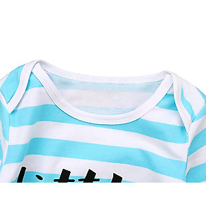 DPSKY Newborn Baby Sleeper Gowns & Headband Little Sister Brother Printed Striped Baby Sleeping Bag (blue)