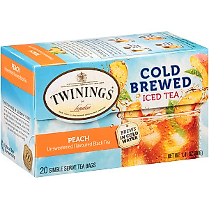 Twinings Peach Cold Brewed Iced Tea Bags, 20 Count (Pack of 6)
