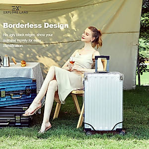 Explore Land Clear Luggage Cover Tough Protector Fits for 18-20 Inches Suitcase for Travel Airplane (PVC, S)