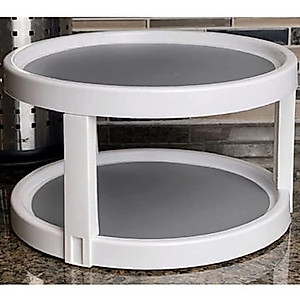Handy Housewares 10" Diameter 2-Tier Lazy Susan Kitchen & Bath Storage Turntable - Spice Rack, Pantry Oragnizer