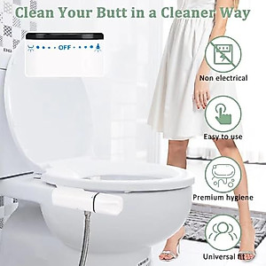 Bidet Attachment for Toilet Bidet Toilet Seat Dual Nozzle Ultra Slim Self Cleaning Adjustable Water Non Electric Bidet Fresh Water Spray for Rear Sanitary and Feminine Wash