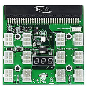 S-Union Ethereum ETH ZEC Mining GPU 1200w/750w PSU Breakout Board 12V for DPS-1200FB DPS-1200QB PS-2751-5Q HSTSN-PL12 DPS-700LB PS-2112-5L DPS-750RB DL580 Series (with Power Button)