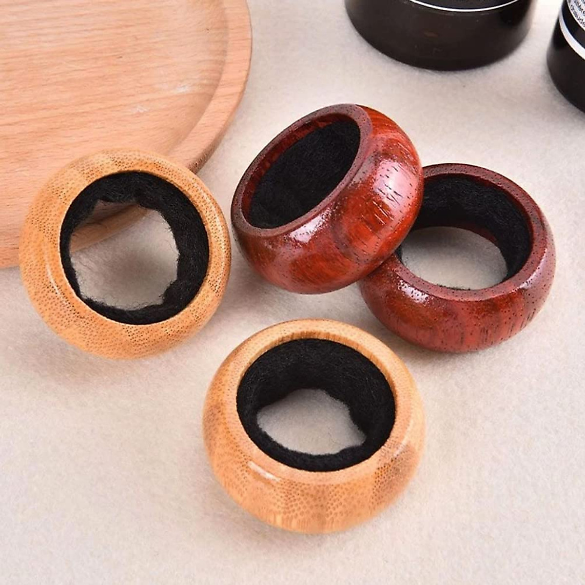 Luxshiny 4Pcs Wine Bottle Collar Wood Wine Drip Ring Wine Bottle Neck Catcher Reusable Bottle Stopper Wine Accessories for Restaurant Home Bar Brown
