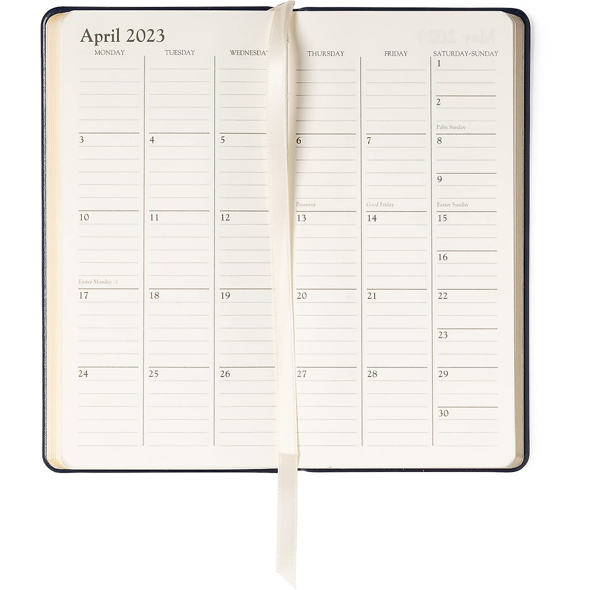 Graphic Image 2023 Pocket Datebook Planner Journal, Genuine Leather, Bound in The USA, 6", White Gold