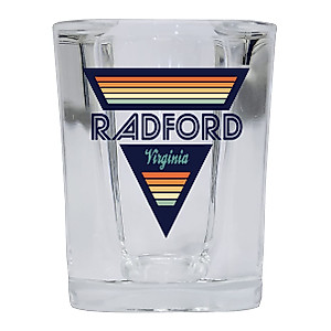 R and R Imports Radford Virginia 2 Ounce Square Base Liquor Shot Glass Retro Design