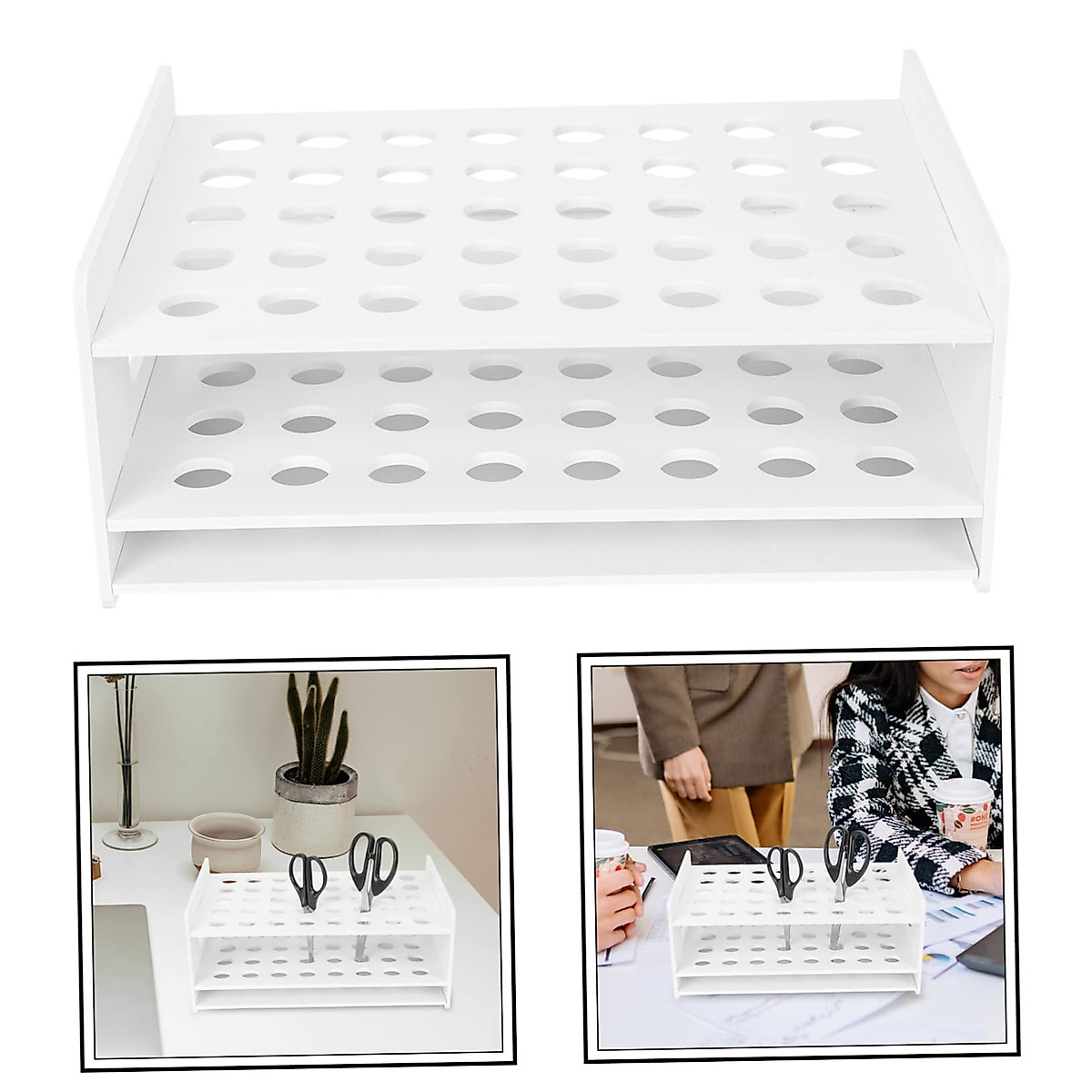 DOITOOL Wooden Paint Organizer and Paint Brush Holder, for 40 Bottles or Brushes - Paint Holder for Acrylic Painting, Paint Rack for Miniature Paint Set, Acrylic Paint Storage, Craft Paint Organizer