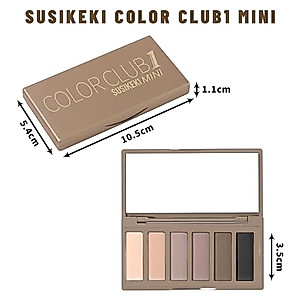 SUSIKEKI 6 Colors Mini Naked Eyeshadow Makeup Palette Neutral Nude Smoky Eye Shadow Taupe & Brown Matte Make Up Pallet with Mirror Highly Pigmented Long Lasting Waterproof Travel Size Gift Kit 01