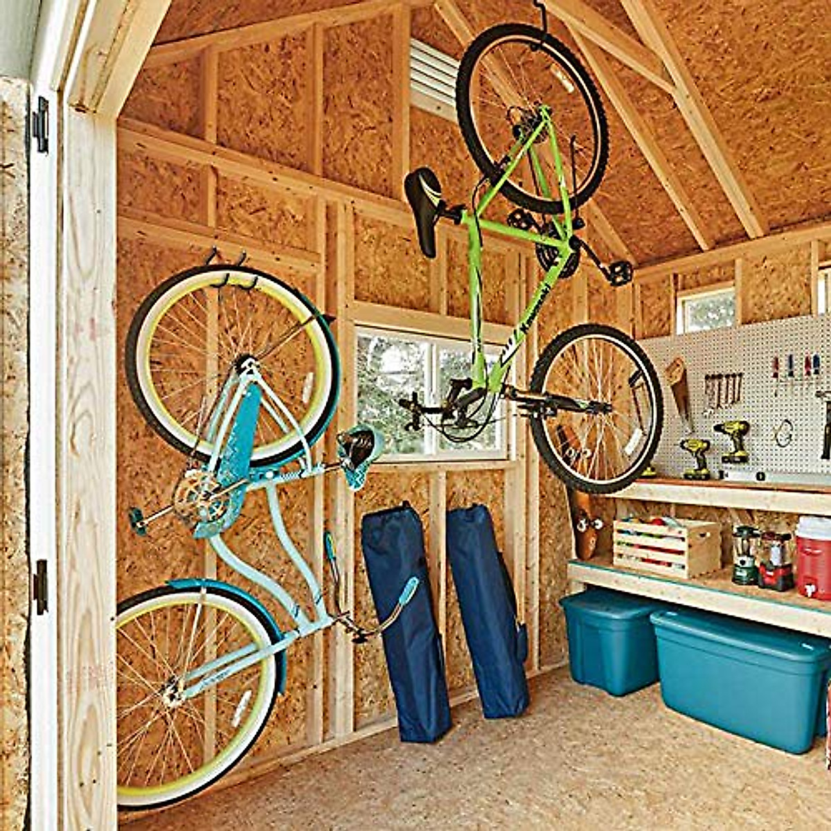 9 Pack Bike Storage Hooks with 9 Pack Hook and Loop Storage Straps Extension Cord Straps