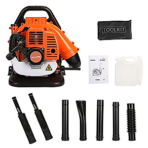 Leaf Blower Gas Powered with Adjustable Backpack Strap, 550 CFM 6800 RPM(r/min) 52cc 2-Stroke Cordless Strong Wind Force ABS Backpack Snow Blowerr for Outdoor Yard Garden Snowfield & Meadowland