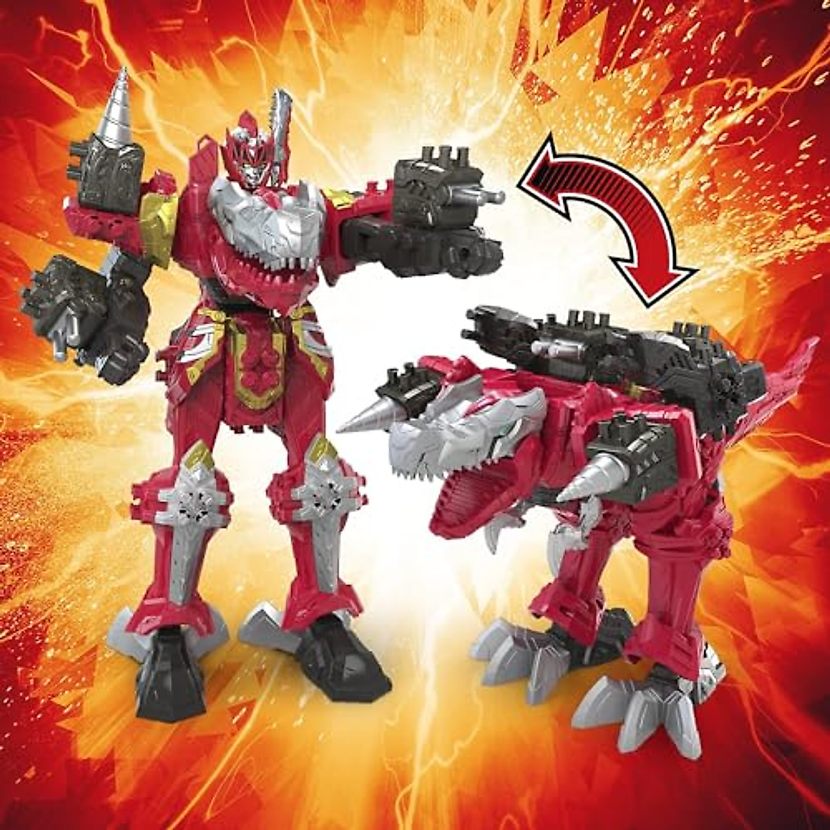 Power Rangers Dino Fury T-Rex Champion Zord for Kids Ages 4 and Up Morphing Dino Robot Zord with Zord Link Mix-and-Match Custom Build System