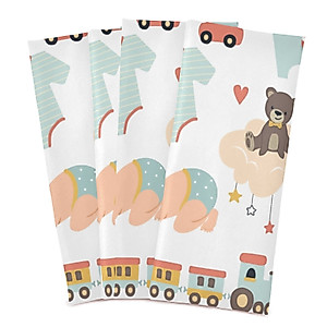 SLHKPNS Baby Shower Set Cute Cartoon Kitchen Dish Towel Set of 1, Lovely Animals 18x28in Absorbent Dishcloth Reusable Cleaning Cloths for Household Use