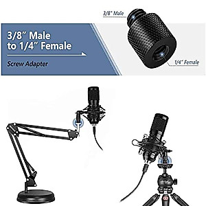 VIZEMO 4 Pcs Aluminum Camera Screw Adapter Thread 1/4" Male to 3/8" Female and 3/8" Male to 1/4" Female Adapter Set for Camera Monitor, Tripod, Microphone Mic Stand Mount（4 PCS）