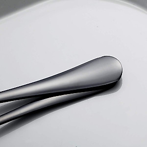 HOMQUEN 6-Piece Black Serving Flatware Silverware Set,Stainless Steel Serving Utensil Set,Include Cake Server, Slotted Serving Spoon, Serving Spoon, Cold Meat Fork, Butter Knife, Soup Ladle