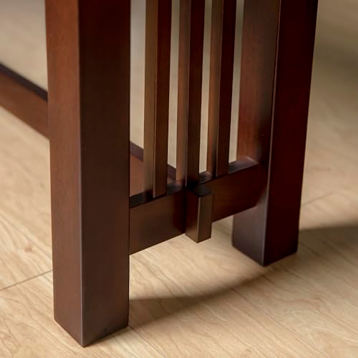 Walker Edison 3 Person Wood Dining Bench Armless Kitchen Table Set Dining Chairs, 60 Inch, Brown