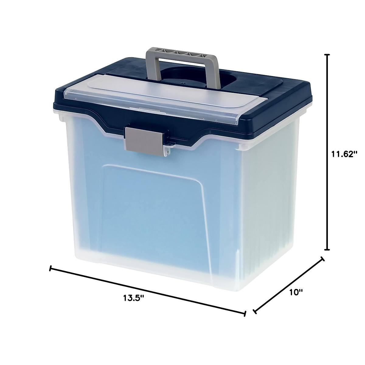 Office Depot Large Mobile File Box, Letter Size, 11 5/8in.H x 13 3/6in.W x 10in.D, Clear/Blue, 110988