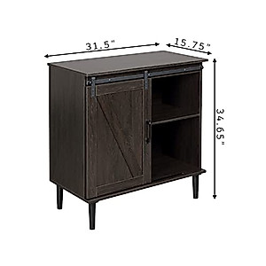 Finnhomy Farmhouse Sideboard Buffet Cabinet with Sliding Barn Door, Kitchen Storage Cabinet, Coffee Bar Cabinet, Accent Cabinet, 31.5X 15.75 x 34.65Inch, Dark Gray