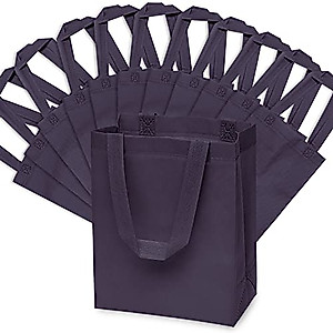 Gift Bags Medium Size - 12 Pack Blue Indigo Colored Tote with Handles, Plain Fabric Reusable Gift Bags for Birthday Party Goodie & Favor Bags, Gifts, Holiday Present Wrap, Shopping, in Bulk - 8x4x10