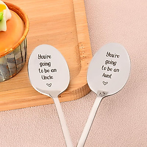 Aunt and Uncle Baby Announcement Gifts Spoon for Coffee Tea Lovers Gifts for Men Women Pregnancy Reveal Gifts for Aunt and Uncle Spoon Set You are Going to Be an Uncle Aunt Coffee Ice Cream Spoons