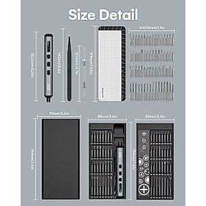 Rush Deer 70-in-1 Electric Screwdriver Set - Rechargeable Mini Precision Power Screwdriver with 64 Magnetic Bits, 5 Torque Settings, For Phone, Laptop, Camera - Cordless and Portable