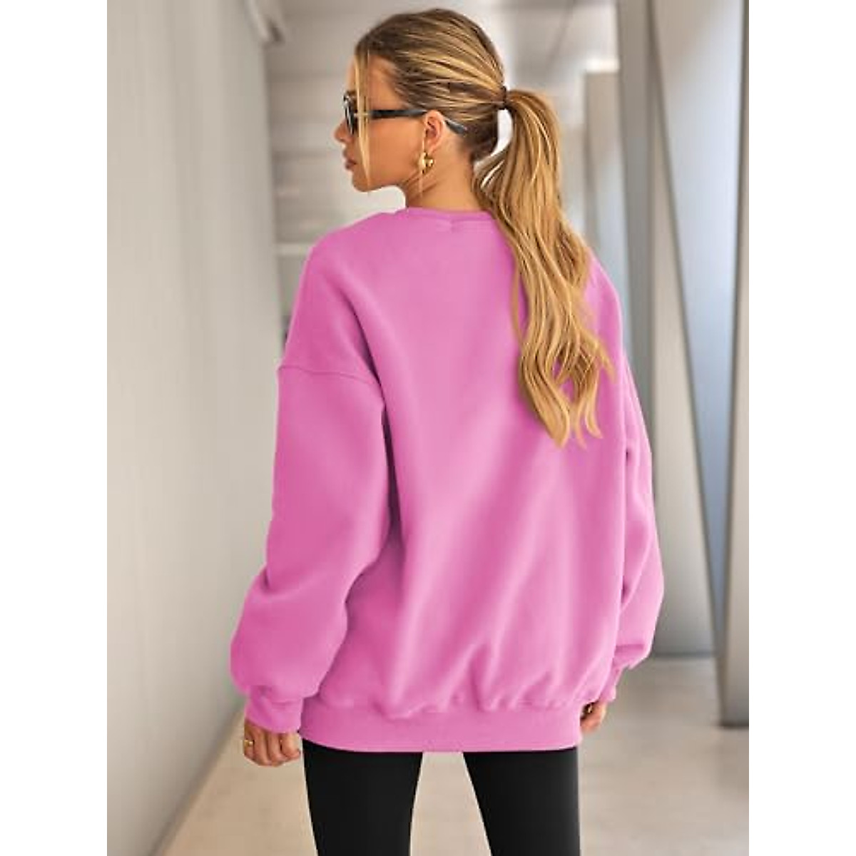 EFAN Preppy Clothes Sweatshirts Hoodies for Women Teen Girls Oversized Sweaters Cute Outfits 2023 Y2K Crew Neck Pullover Tops Pink