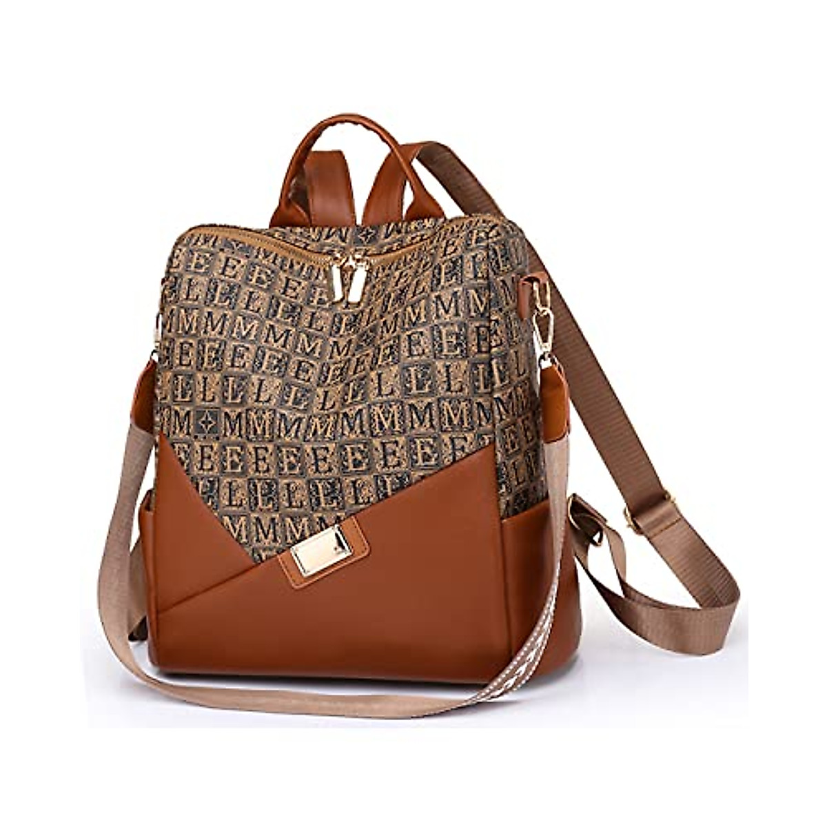 Kim Carrey Backpack Purse for Women PU Leather Casual Shoulder Bag Travel Backpack Ladies Satchel Bags (Brown)