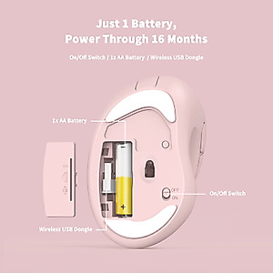 MICROPACK Digitally Yours Ergonomic Wireless Mouse with USB Receiver for PC, Laptop and Desktop, Pink