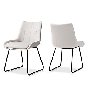 HIPIHOM Dining Chair Set of 2, Modern Kitchen Faux Leather Dining Room Chair for Kitchen Living Dining Room (2 Off-white with Black Legs)