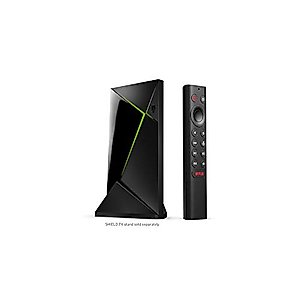 NVIDIA SHIELD Android TV Pro Streaming Media Player; 4K HDR movies, live sports, Dolby Vision-Atmos, AI-enhanced upscaling, GeForce NOW cloud gaming, Google Assistant Built-In, Works with Alexa