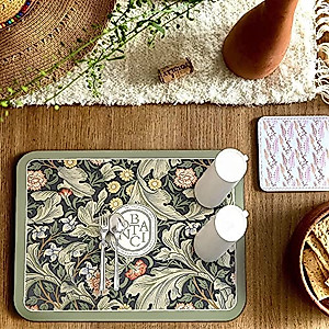 2023 New Fantasy Style Draining Mat,Powerful Absorbent Dish Drying Mat,Vintage Plates kitchen drying mat,Soft Diatom Mud Non-slip Drain Pad Quick Dry Mat for Kitchen Counter (D, 15.75×19.68 inch)