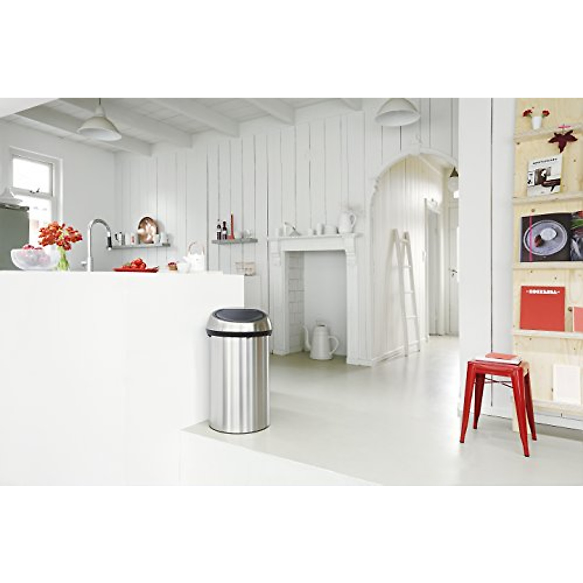 Brabantia Touch Trash Can 16 gallon/60 liter - Matte Steel Fingerprint-Proof, 484506