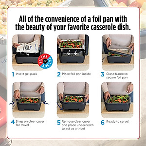 Fancy Panz Premium, Serving Tray for Food, Made in the USA Foil Pan Carrier, Stackable Aluminum Pan Holders, Travel Casserole Carrier, Red