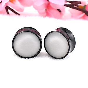 Jboyanpei 12Pcs/6pair Pure Color Ear Gauges Tunnels and Plug Black Acrylic Ear Expander Studs Stretching Size 20mm