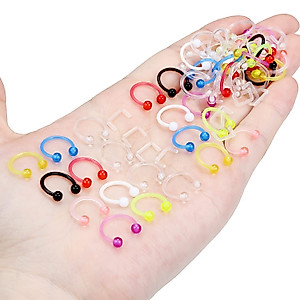 Lcolyoli 72Pcs Septum Retainer 16G Clear Bioflex Septum Rings Flexible Plastic Septum Nose Hoop Piercing Jewelry for Women Men 10mm