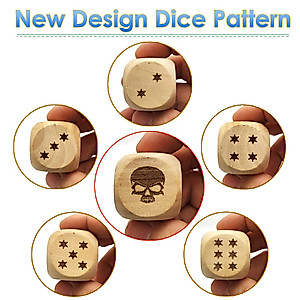 Hometu Creative Wooden Game Dice Set - Skull Head Punk Style Wood Playing Dices Rolling Decider for Indoor Outdoor Party Favor 2PCS