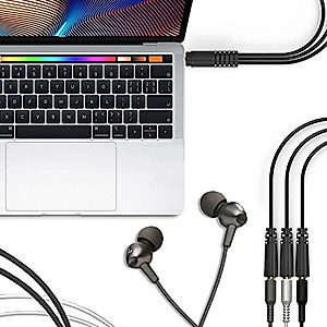 Haokiang 9 Inch 3.5mm (1/8") TRRS Male Plug to 3X Female Stereo Splitter Audio Cable, Gold-Plated(35M/3F)