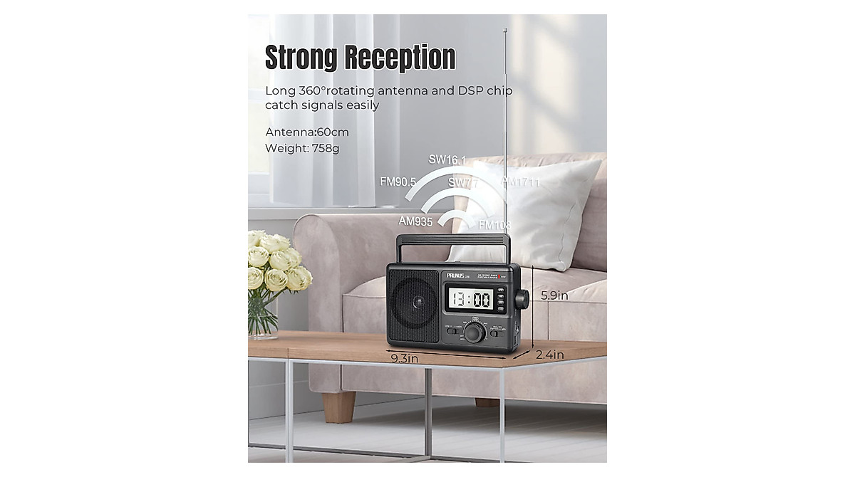 PRUNUS J09 Portable Radio with Big Screen for Seniors and Emergencies