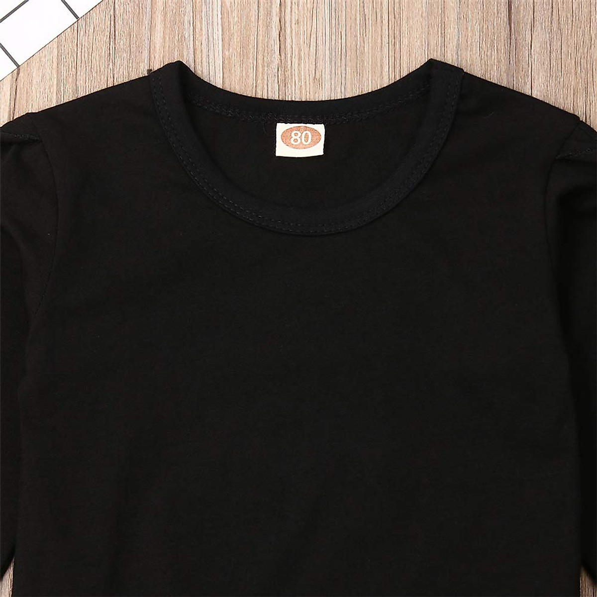 Infant Baby Girl Fall Winter Clothes Outfit Toddler Girl Long Sleeve Ruffle T-Shirt Tops Sweatsuit Pants 2Pcs Sleepwear Pajamas Set (Black, 2-3T)