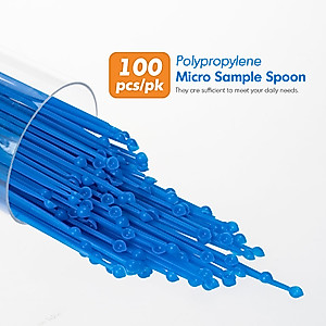 PEKYBIO Micro Scoops Disposable Polypropylene Measuring Spoons 100pcs Plastic Transfer Scoops, 2-12 mg Capacity, BPA-Free & Static Free Sample Scoop for Powders and Lab Work
