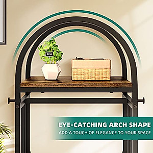 YITAHOME Industrial Hall Tree Garments Rack with Storage Shelves and Hanging Rod, Coat Rack Freestanding with 8 Hanging Hooks, Tall Clothes Rack Closet Organizer for Hallway, Bedroom, Rustic Brown