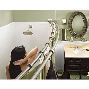 Moen Brushed Nickel Adjustable 57 to 60-inch Stainless Steel Double Curved Shower Curtain Rod, Wall Mounted with Fixed Brackets, DN2141BN