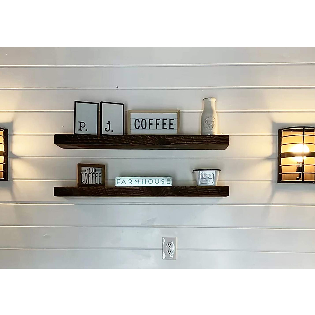Joel's Antiques | Floating Shelves for Wall | Made of Natural Wood and Easy Install | Heavy Duty Rustic Book Shelves | Perfect for Bathroom, Kitchen, Living Room | 2 inches Thick | 6 inches deep