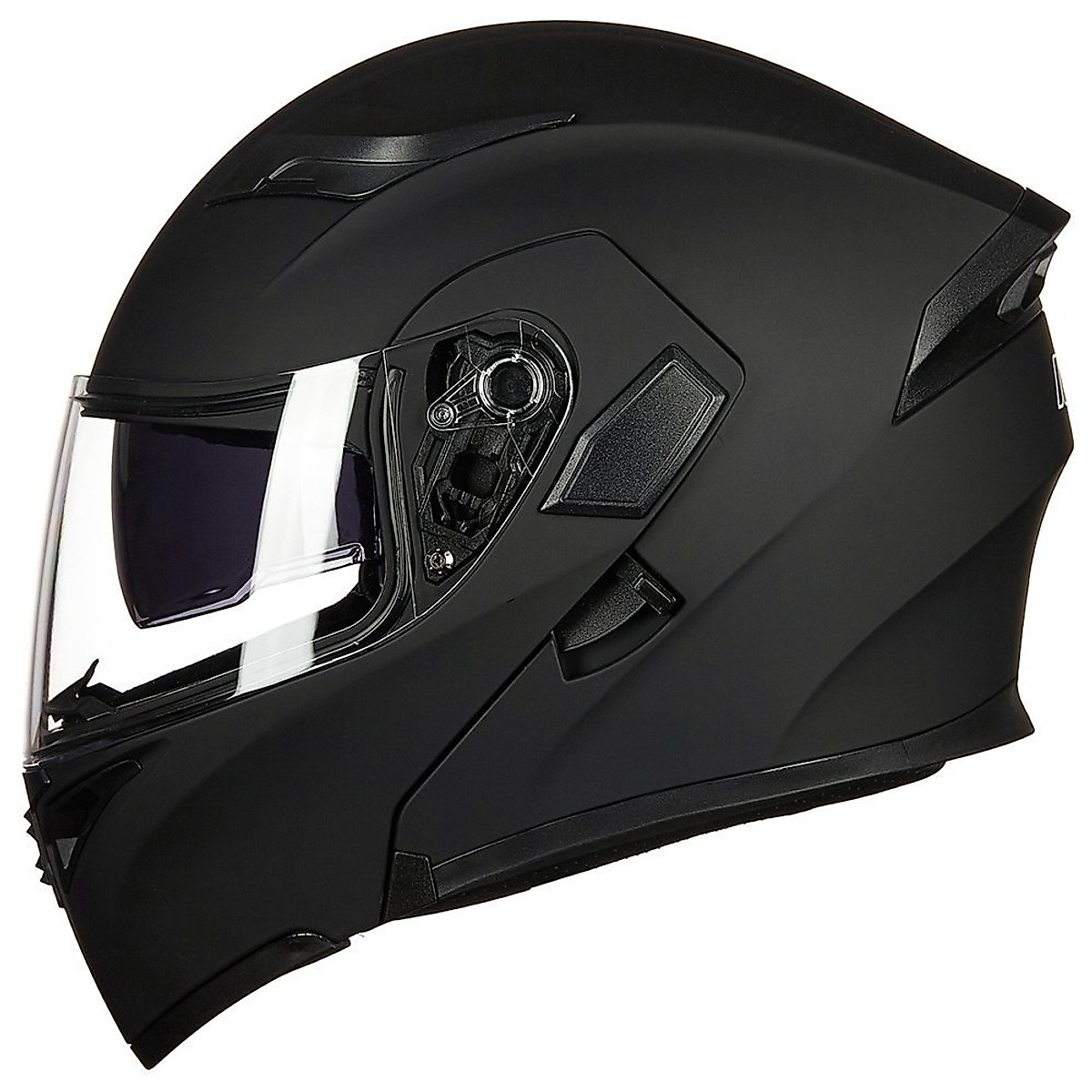 ILM Motorcycle Dual Visor Flip up Modular Full Face Helmet DOT 6 Colors Model 902 (M, Matte Black)