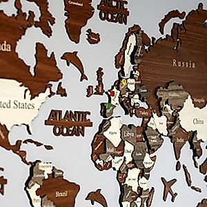 iwa concept 3D Multilayered Wooden World Map | Wood World Map Home Art | Wall Travel Decor | Housewarming Gift | (M - 39”x24 | 100x60 cm, Mixed)