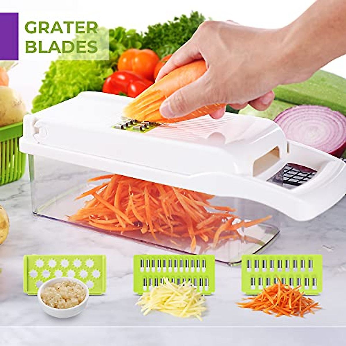MAIPOR Vegetable Chopper - Onion chopper - Multifunctional 15 in 1 professional food chopper - Kitchen chopper - Dicer Cutter - veggie chopper with container - Vegetable Slicer Cutter - Egg slicer